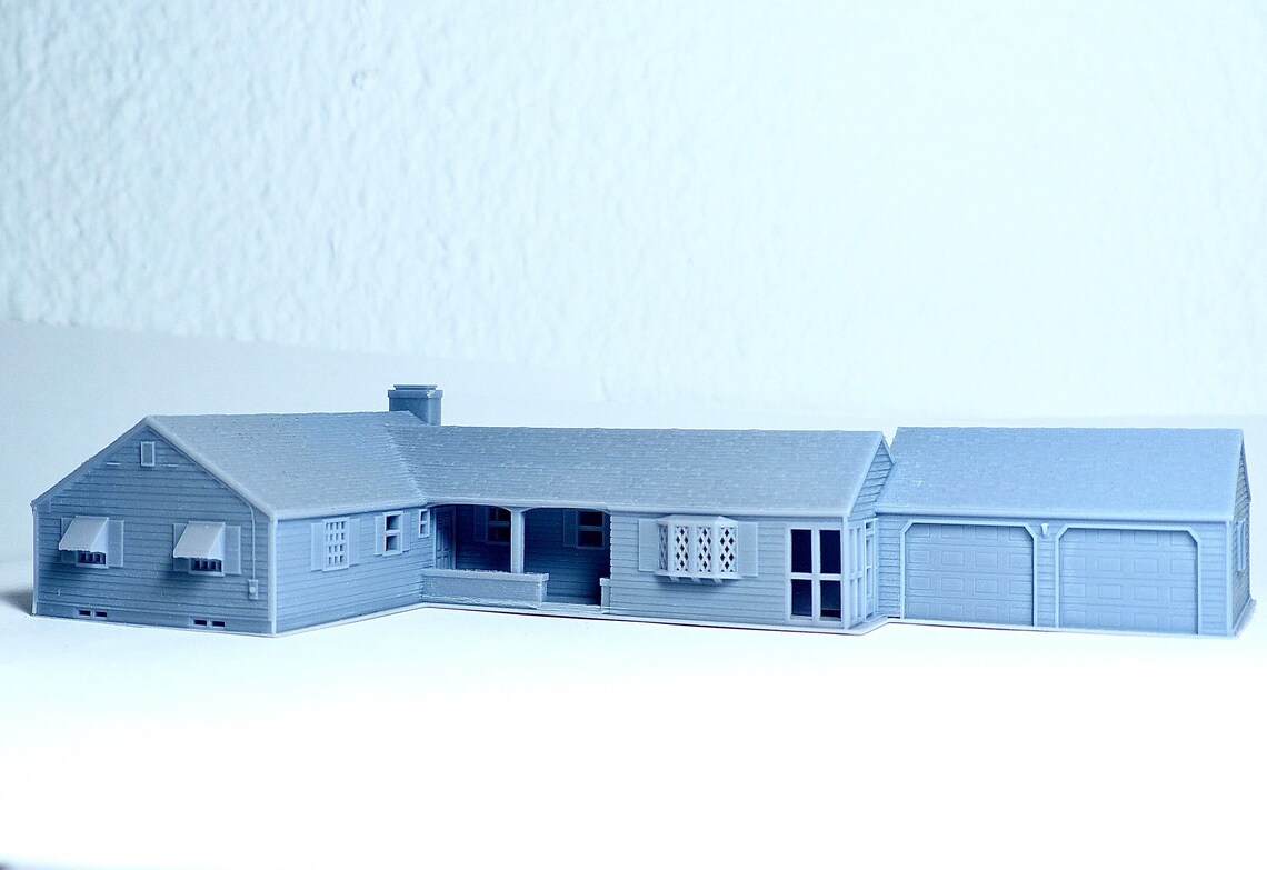 N Scale Ranch House With Garage 1:160 for Diorama Modeling - Etsy
