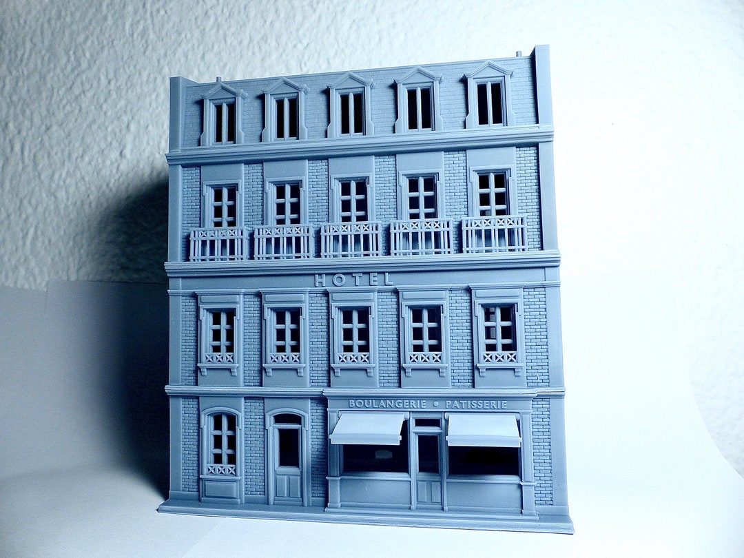 HO Scale French Hotel With Bakery Store – Diorama Building Model 1:87 ...