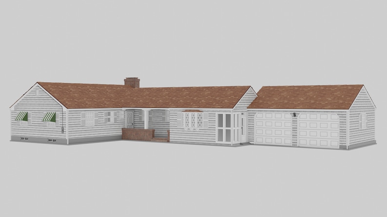 N Scale Ranch House With Garage - 1:160 for Diorama Modeling Kit ...
