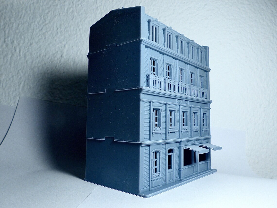 HO Scale French Hotel With Bakery Store – Diorama Building Model 1:87 ...
