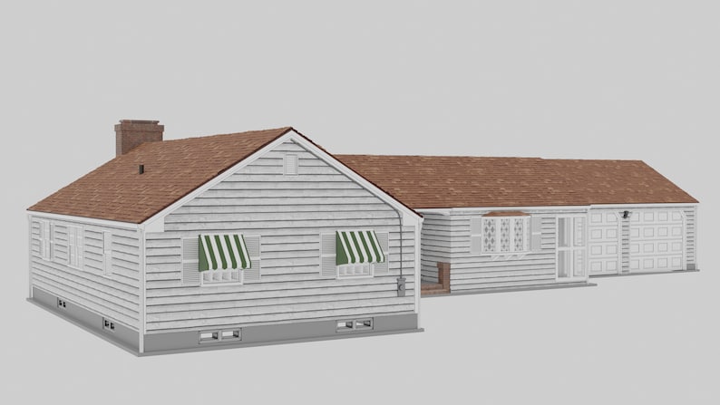 N Scale Ranch House With Garage - 1:160 for Diorama Modeling Kit ...