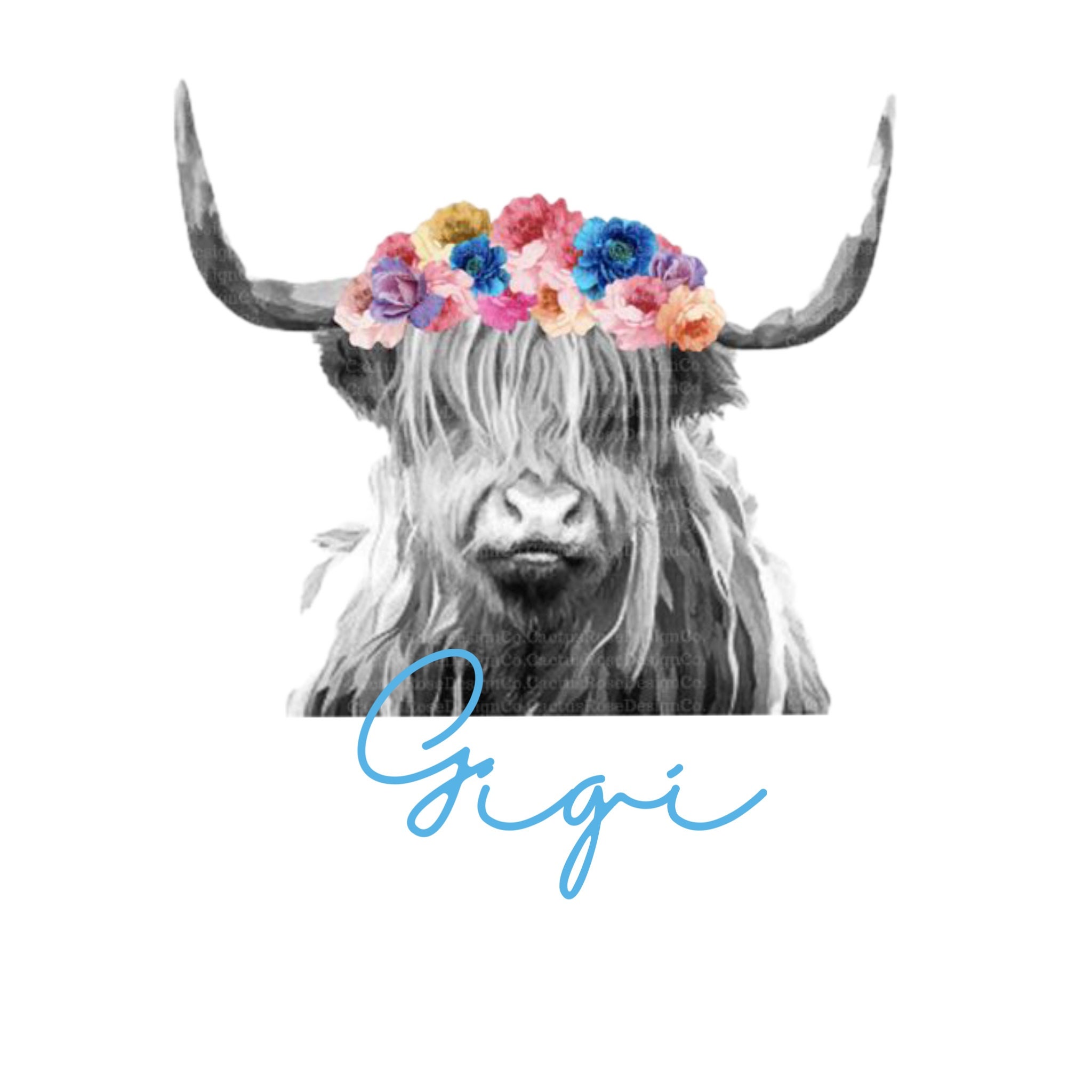 Highland Cow Black&white Gigi PNG - Etsy