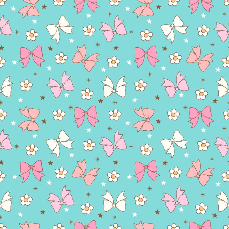 Flower Power Bows TEAL SEAMLESS PNG - Etsy
