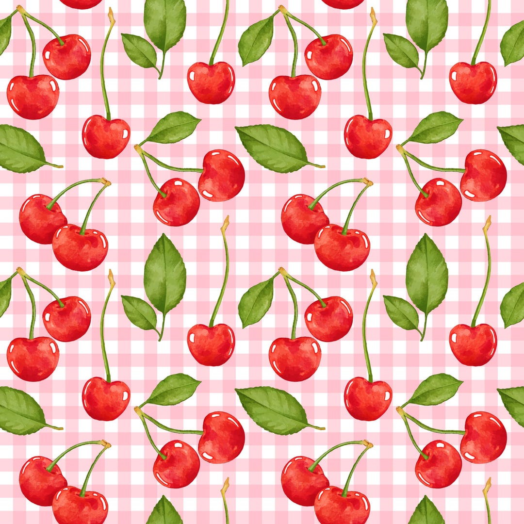Pink Checkered Cherries SEAMLESS PNG - Etsy