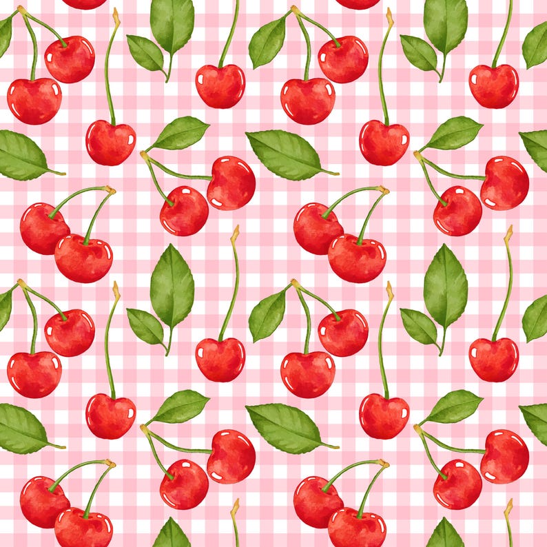 Pink Checkered Cherries SEAMLESS PNG - Etsy
