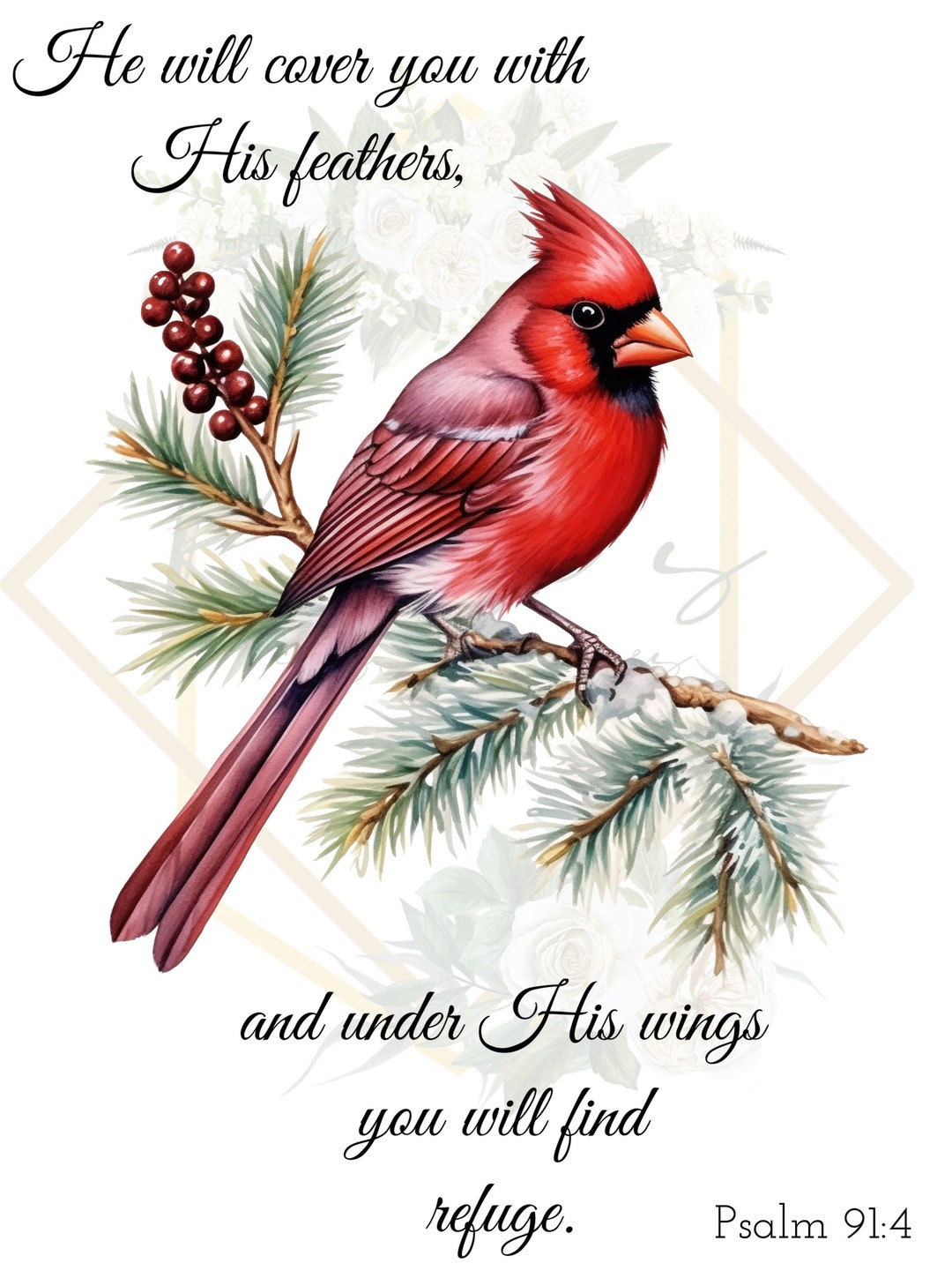Psalm 91:4 Cardinal PNG - Etsy