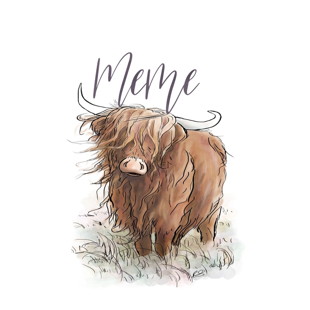 Vintage Highland Cow Meme PNG - Etsy