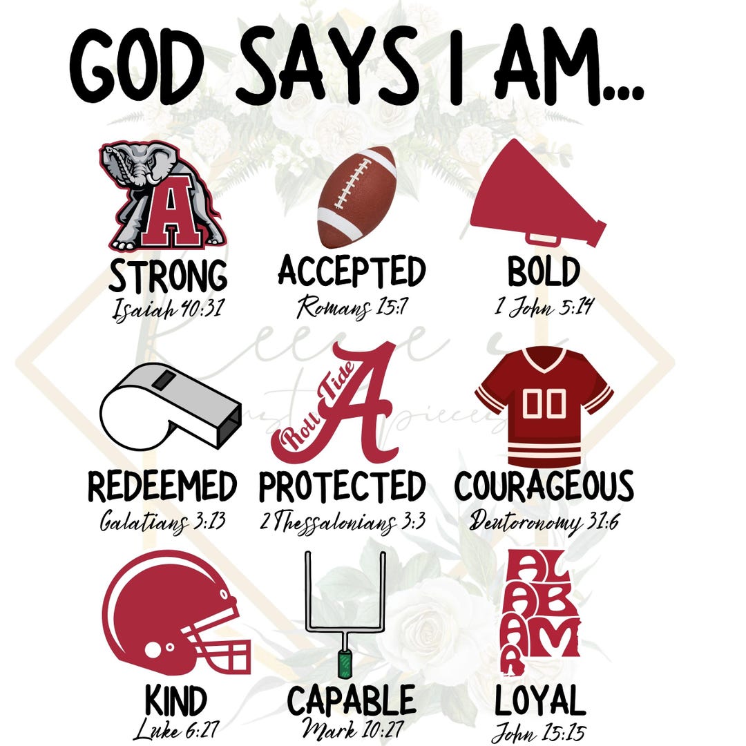 God Says I Am-football ALABAMA Png-black Text - Etsy