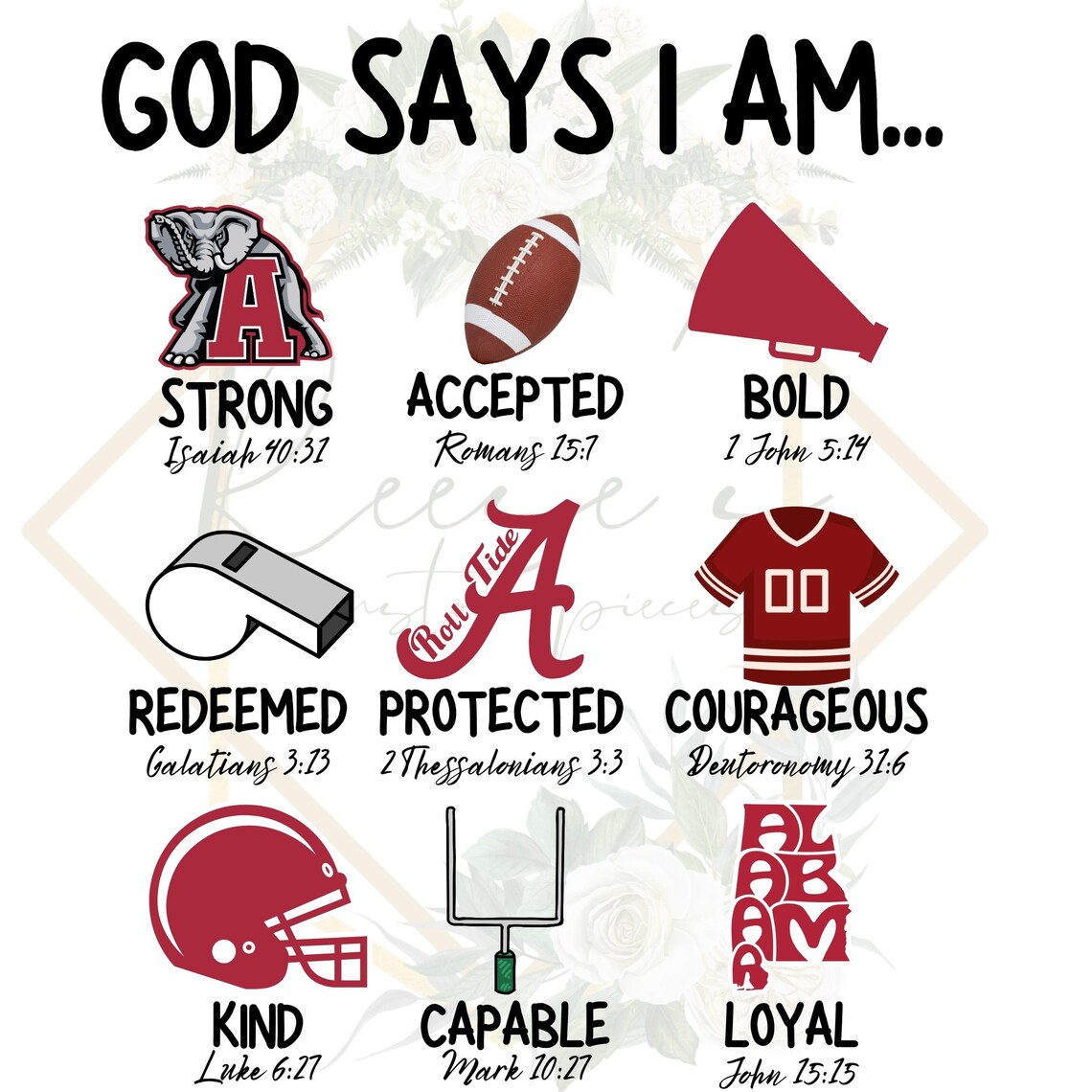 God Says I Am-football ALABAMA Png-black Text - Etsy