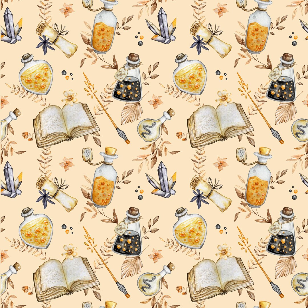 Whimsical Potions CREAM SEAMLESS PNG - Etsy