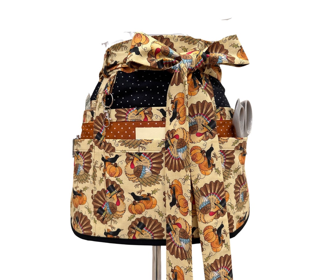 Festive Pilgrim Turkey Apron With Pockets, Zipper, and Money Holder A ...