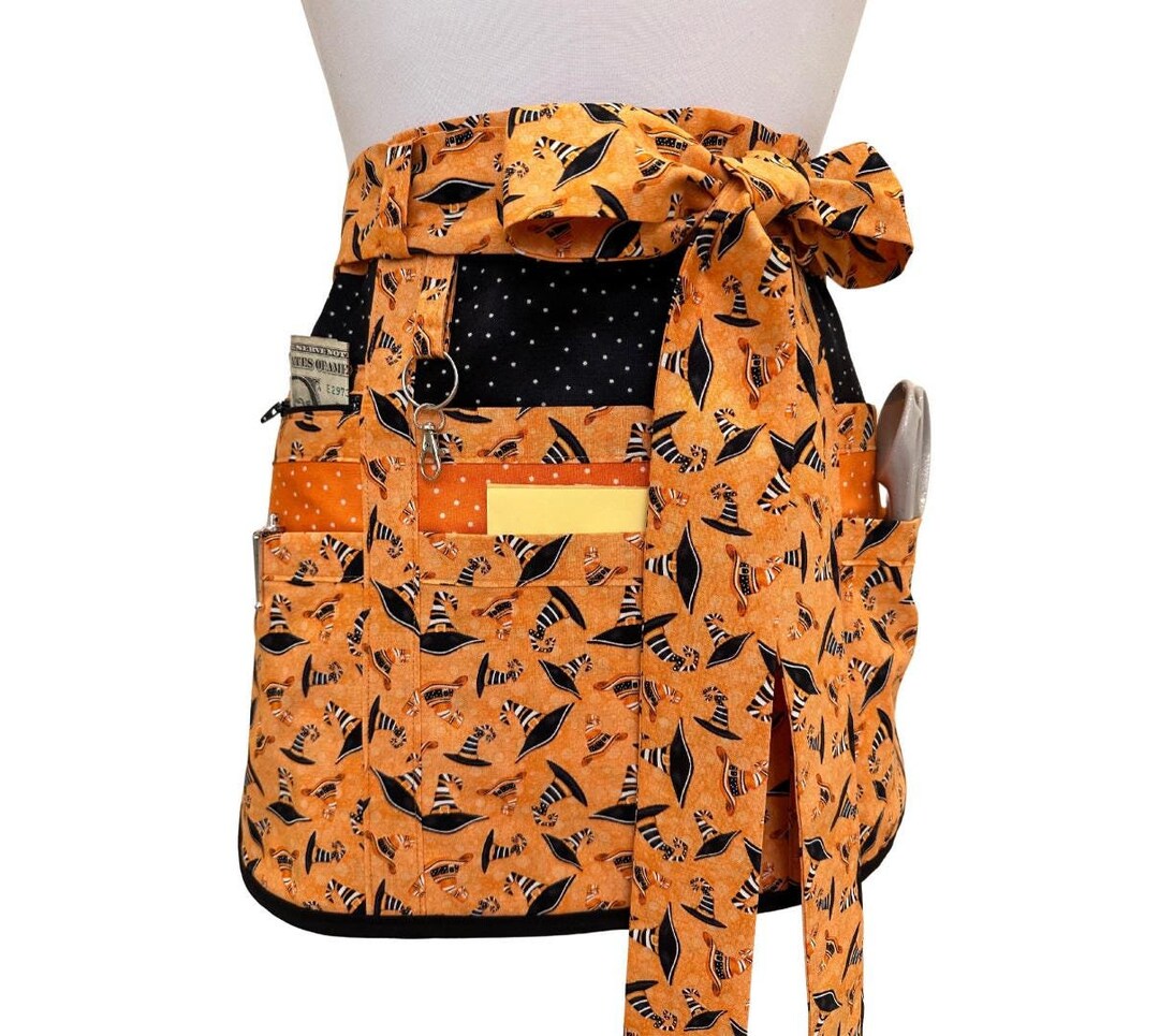 Cute Witches Hat Halloween Teacher Vendor Apron With Pockets and Zipper ...