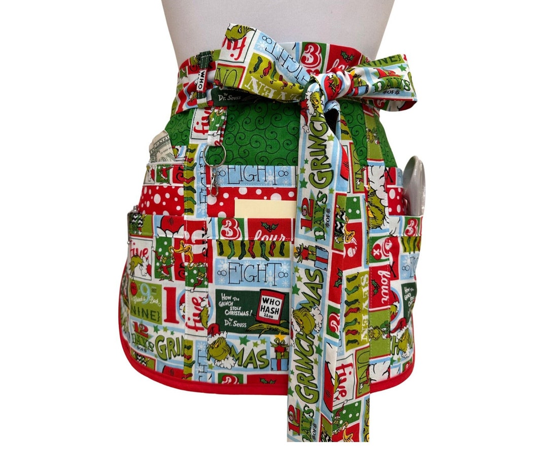 Cute Grinch-inspired Christmas Apron Ideal Teacher Gift and Money Apron ...