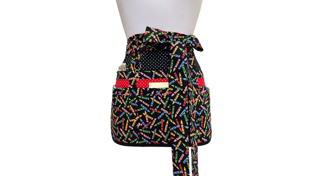 Cute School Themed Teacher Apron With Pockets and Zipper, Back to ...