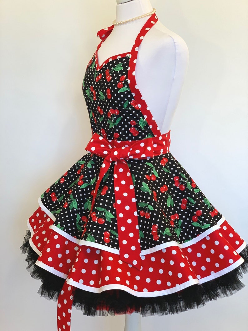 Women's Retro Cherry Pin Up Kitchen Apron Plus Size | Etsy