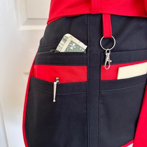 Red and Black Teacher Vendor Apron With Pockets and Zipper - Etsy