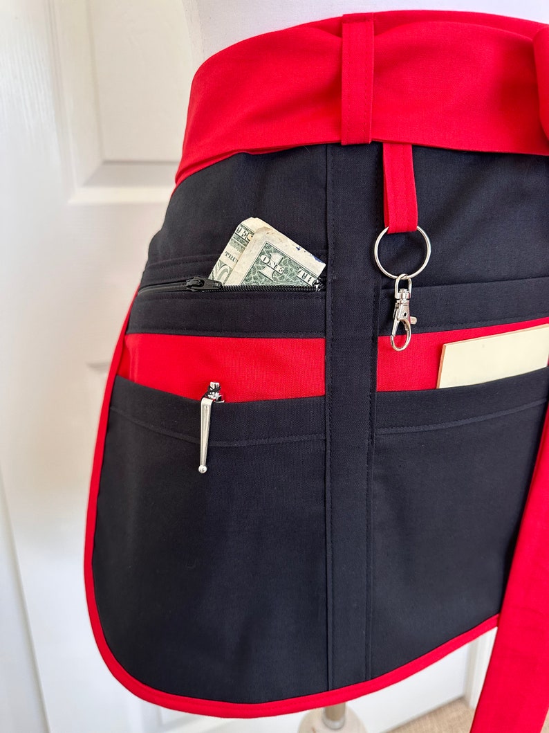 Red and Black Teacher Vendor Apron With Pockets and Zipper - Etsy