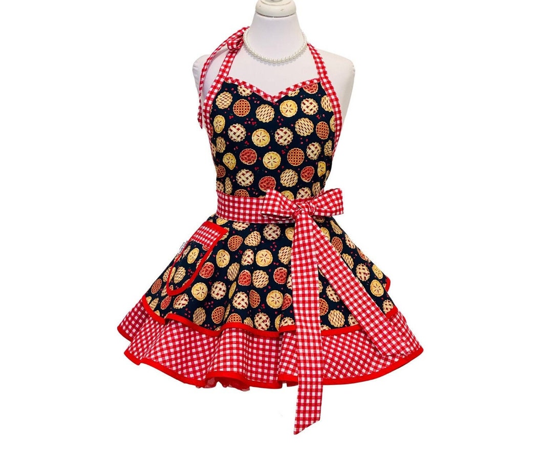 Womens Charming Cherry Pie Apron Kitchen Apron Flirty Retro Pinup Apron ...