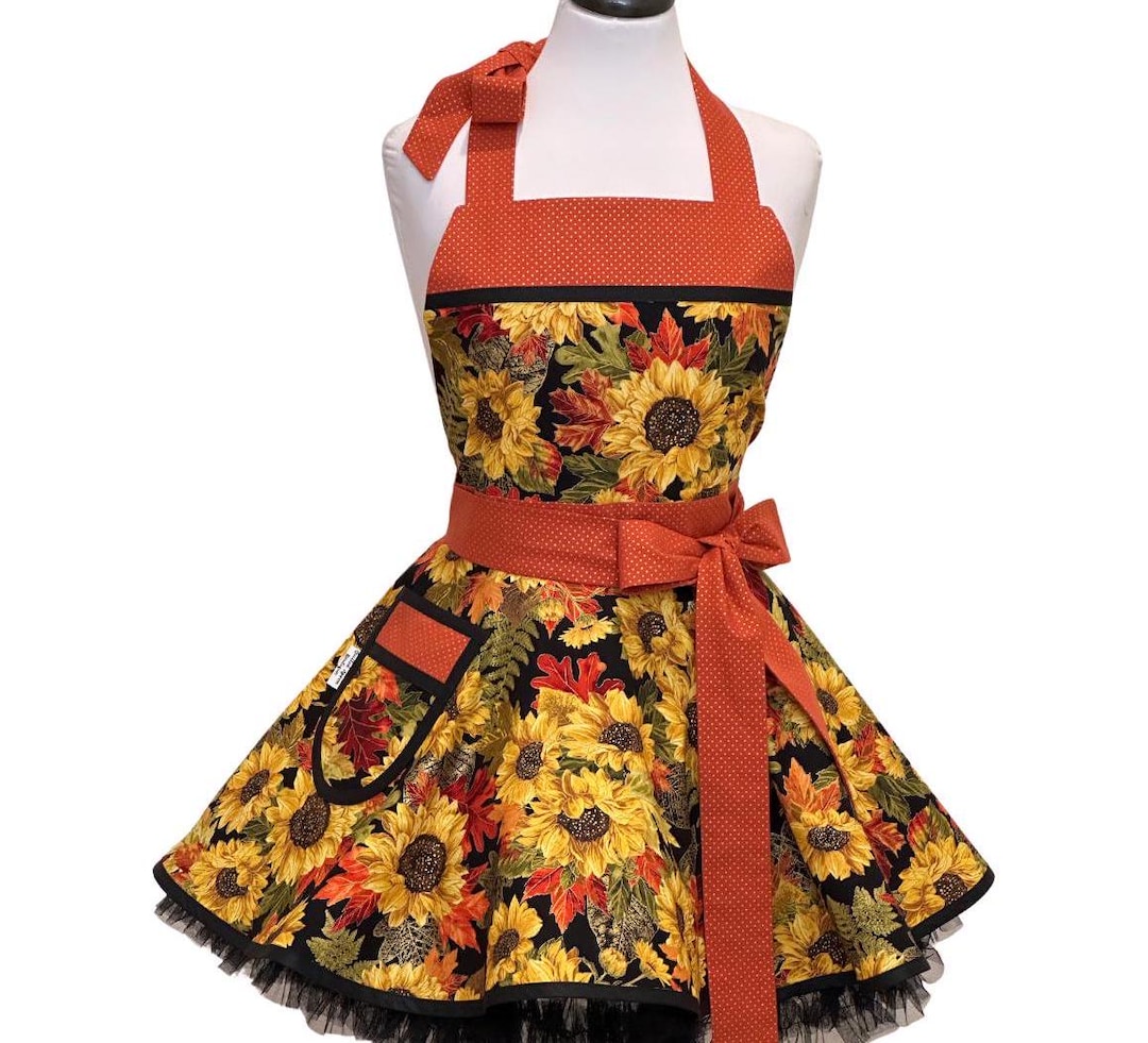 Womens Fall Sunflower Kitchen Apron - Retro Style, Cotton - Etsy