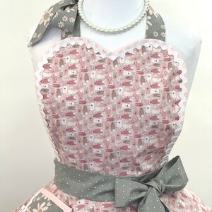 Vintage-inspired Womens Sweet Bunny Spring Flower Retro Kitchen Apron ...