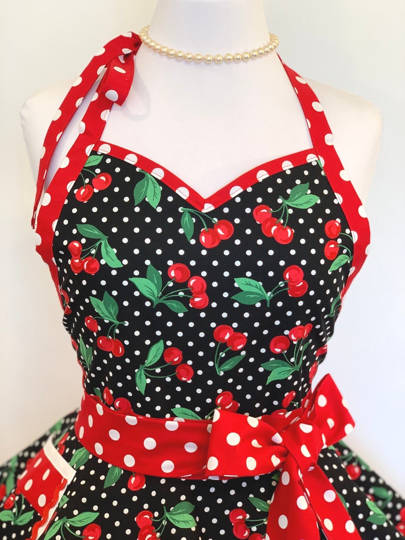Women's Retro Cherry Pin up Kitchen Apron Plus Size | Etsy