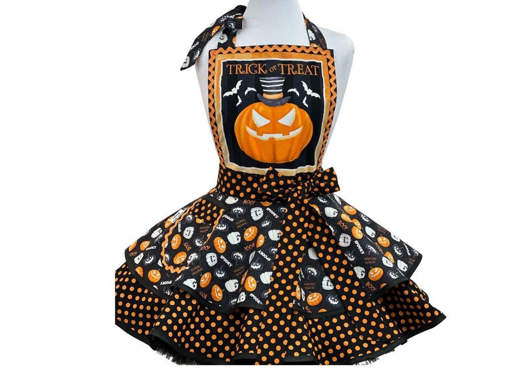 Women's Trick or Treat Halloween Apron Cute Pin-up Halloween Party ...