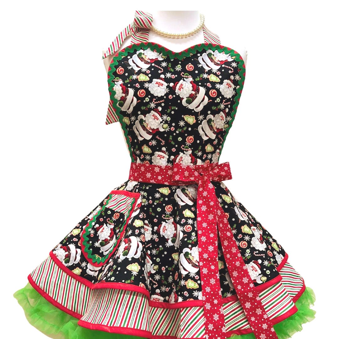 Jolly Santa Christmas Apron: Women's Candy Stripe Cooking Apron - Etsy