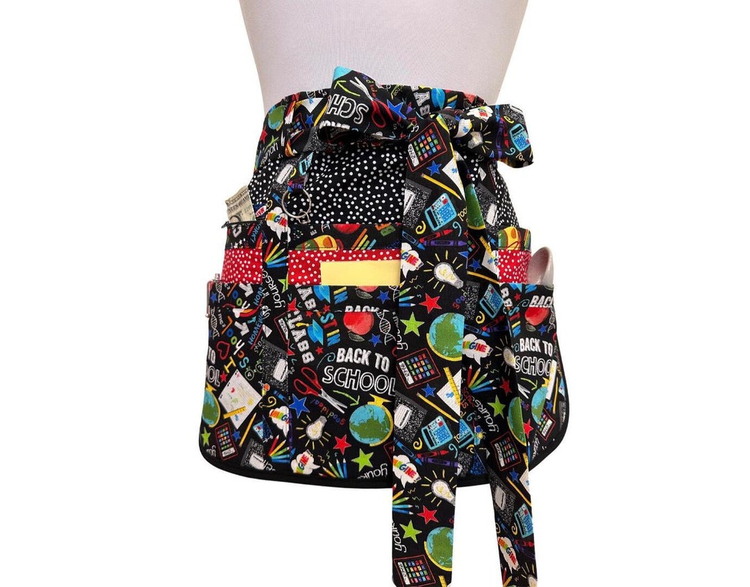 Back to School Themed Teacher's Half Apron: Utility Apron With Pockets ...