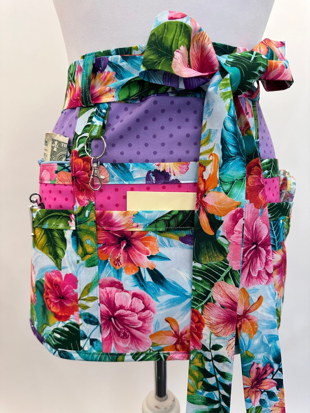 Cute Hawaiian Tropical Teacher Vendor Apron With Pockets and Zipper ...