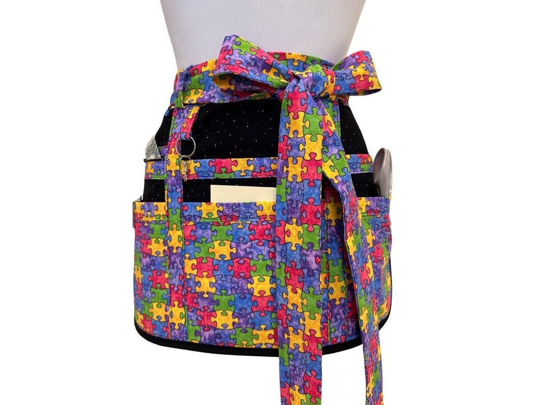 Teacher Apron, Autism Awareness Teacher Apron With Pockets and Zipper ...