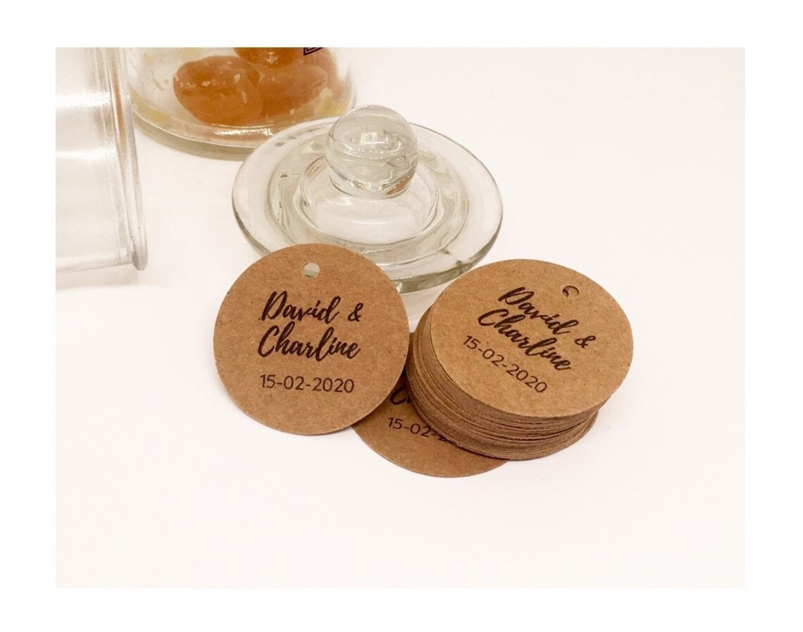 Petite étiquette ronde personnalisable 38 cm kraft ou blanc - Etsy France