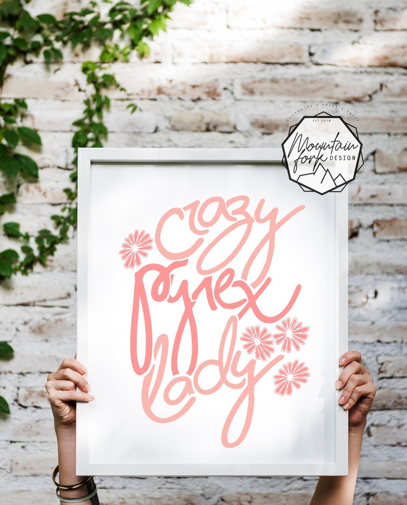 Pink Daisy Pyrex, Crazy Pyrex Lady Svg/clip Art - Etsy