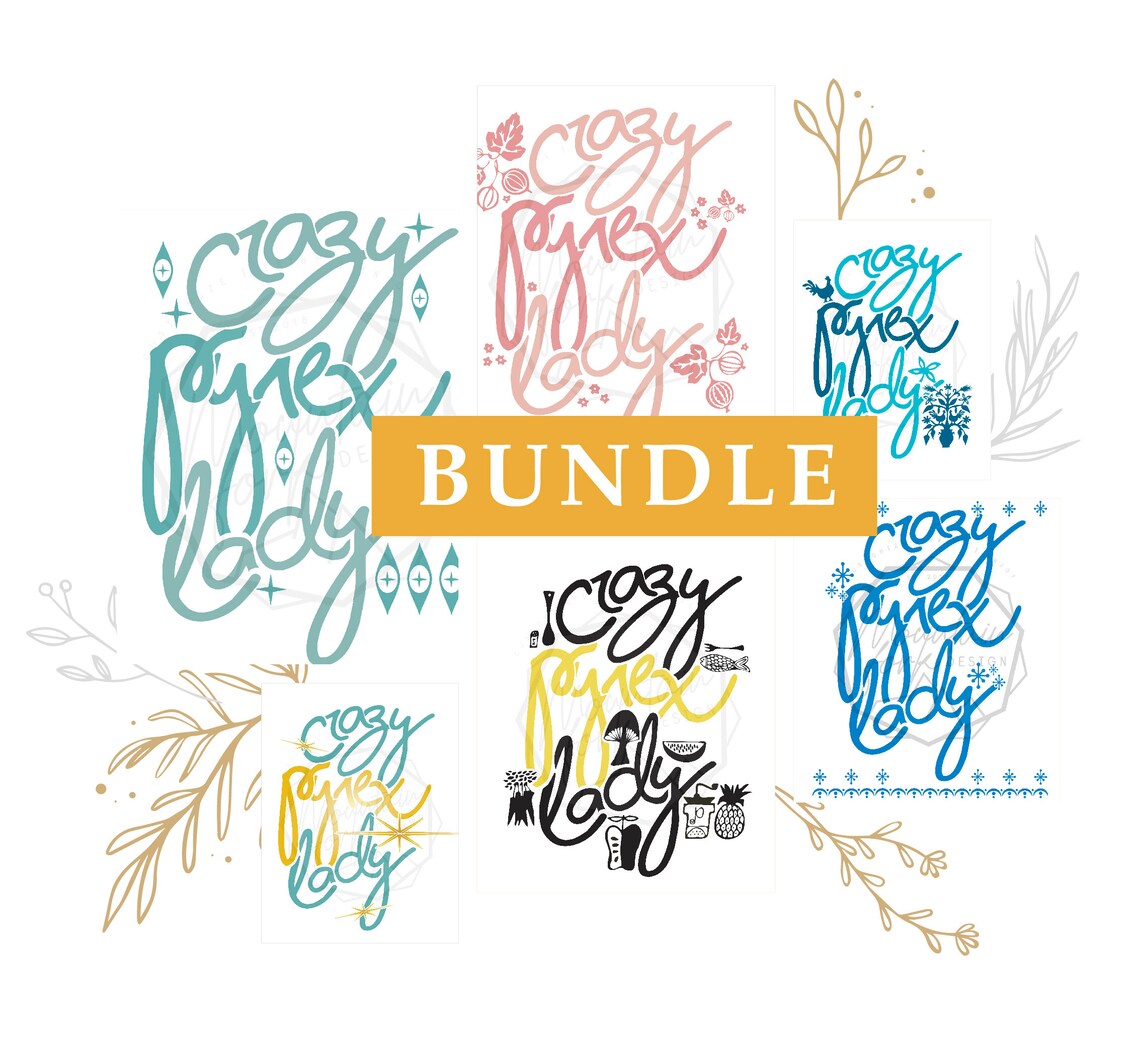 Crazy Pyrex Lady SVG Clip Art Bundle (digital Download) - Etsy
