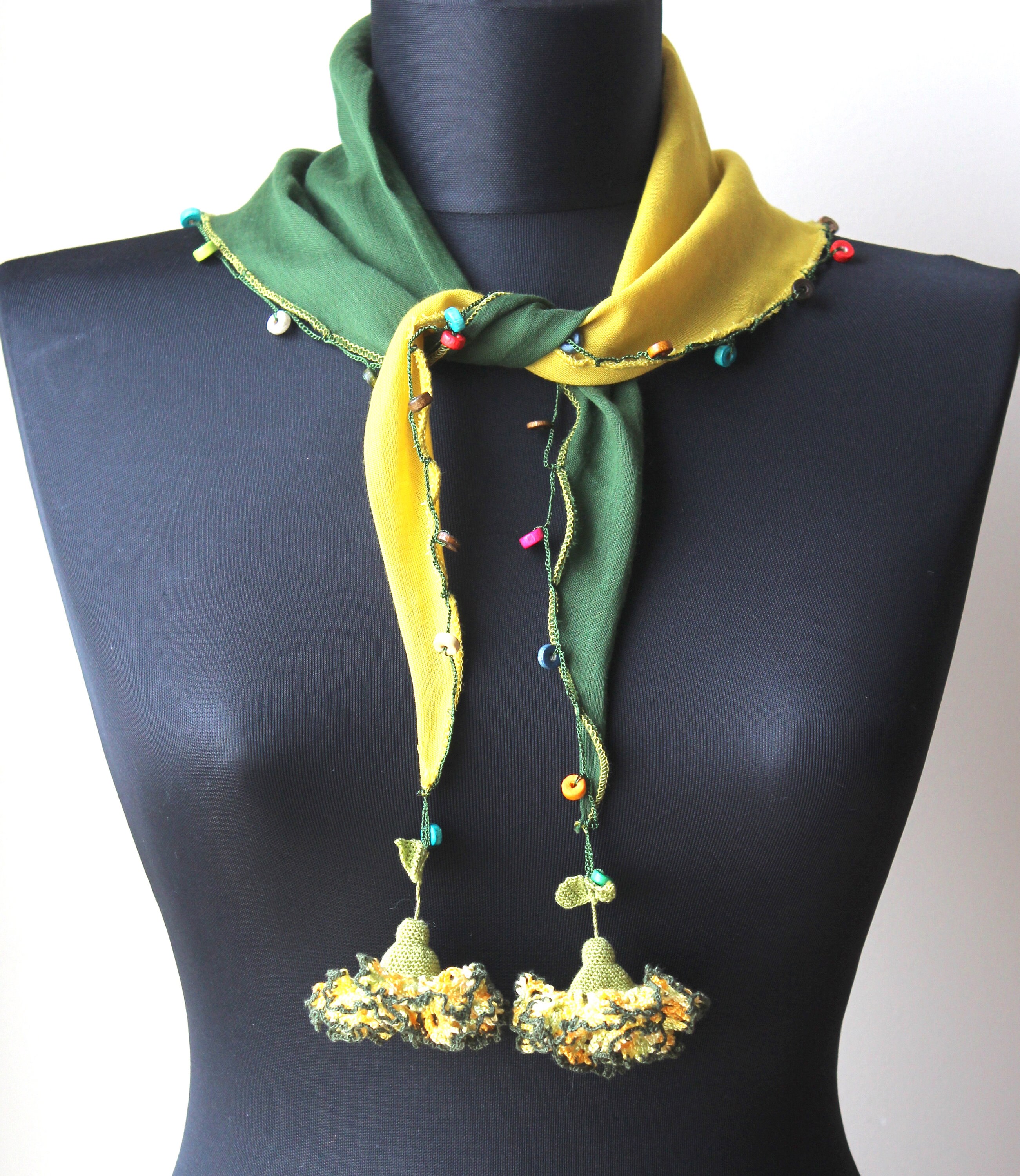 Traditional Oriental Turkish Green Lemon Yellow Woman Scarf - Etsy