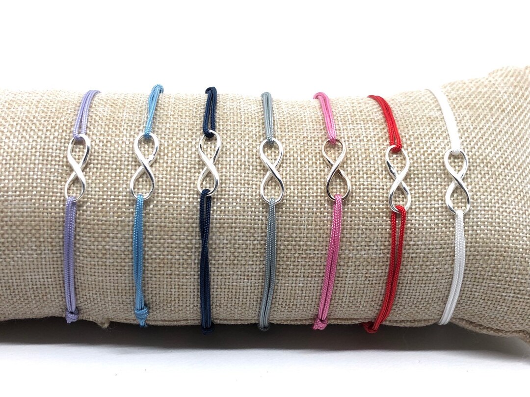 Cord Bracelet, Adjustable Bracelet, STERLING SILVER INFINITY Bracelet, Timeless Bracelet, Lucky ...