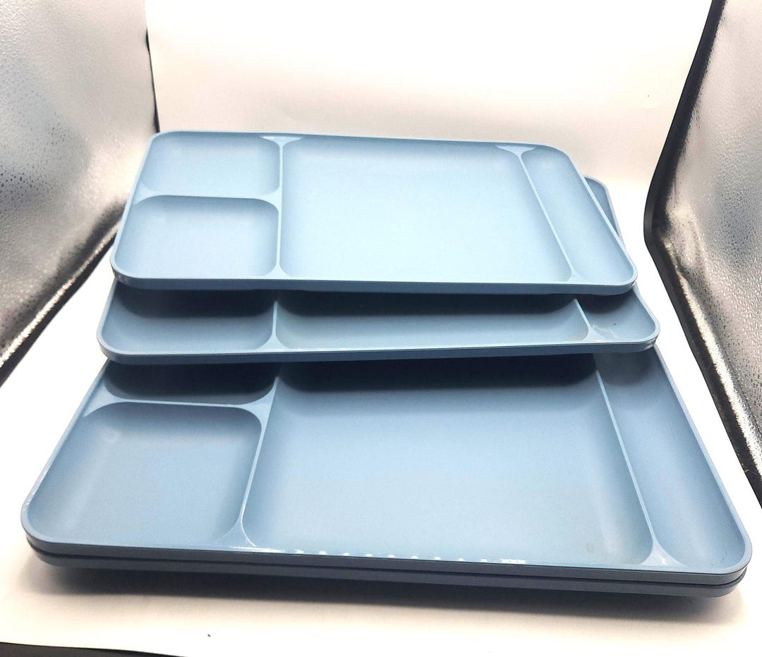 Vintage Stackable Tupperware Divided Food Lunch Trays Set of 6 Blue - Etsy