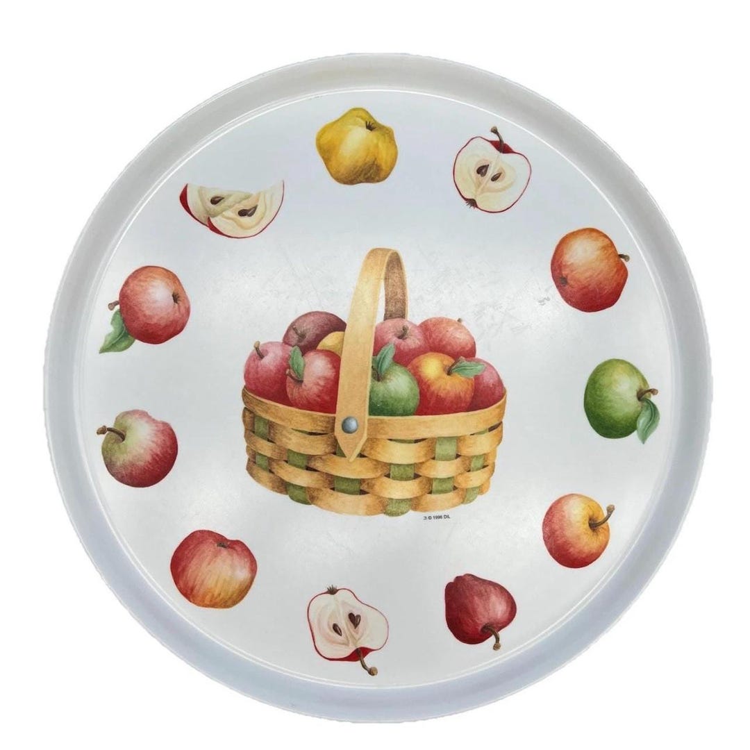 Vintage Italian Melamine Tray: Basket of Apples by Design Imports, 1996 ...
