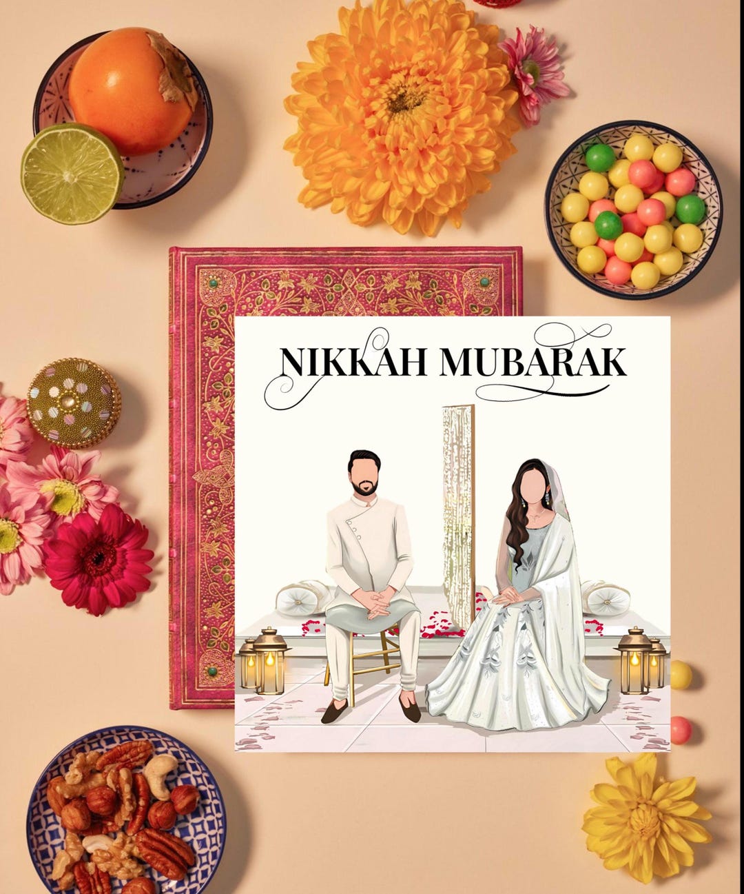 Nikkah Mubarak Card | Islamic Wedding Card for Muslim Couple | Modern ...