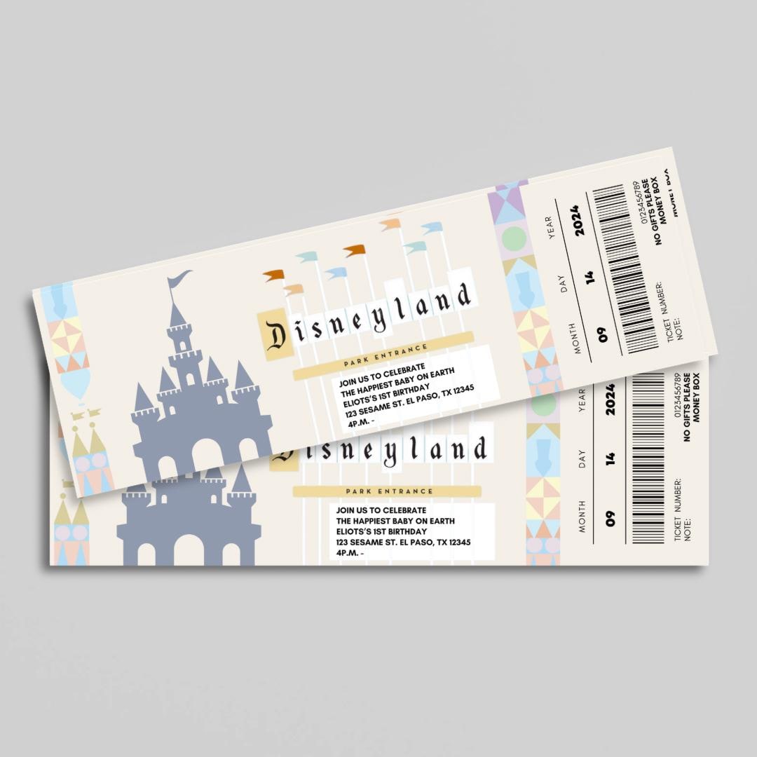 Custom Disneyland Ticket Birthday Invitation Graphic: Disneyland - Etsy