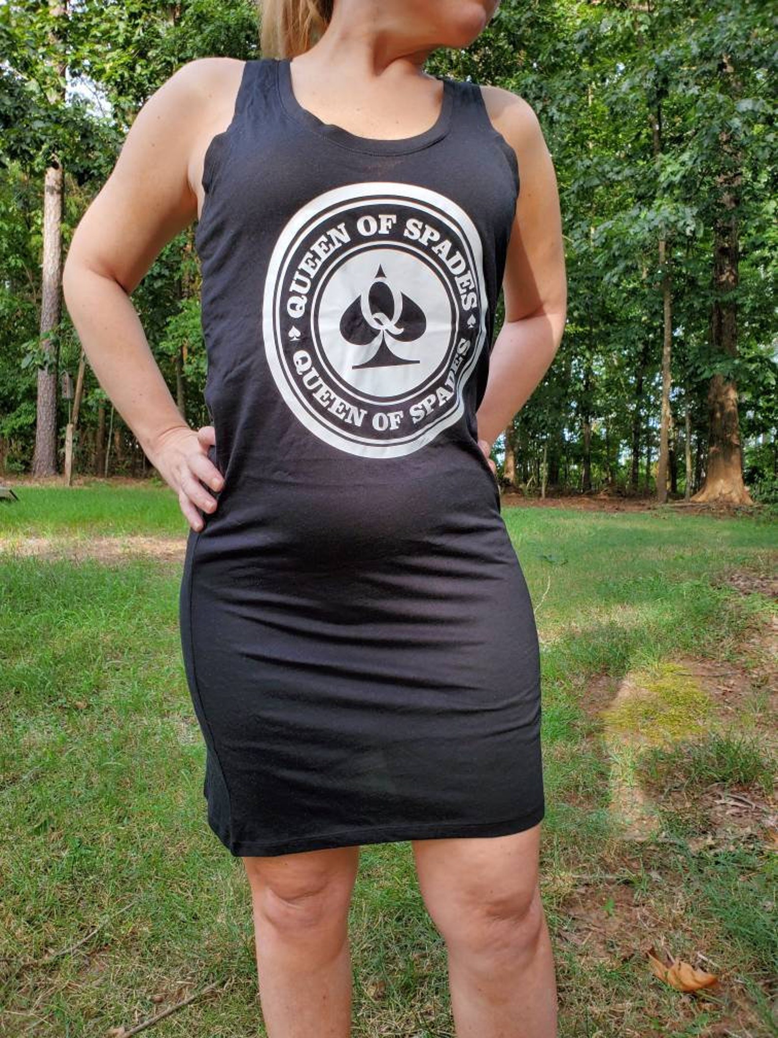 Qos Tank Dress Sexy Black Queen Of Spades Tank Top Dress New Etsy