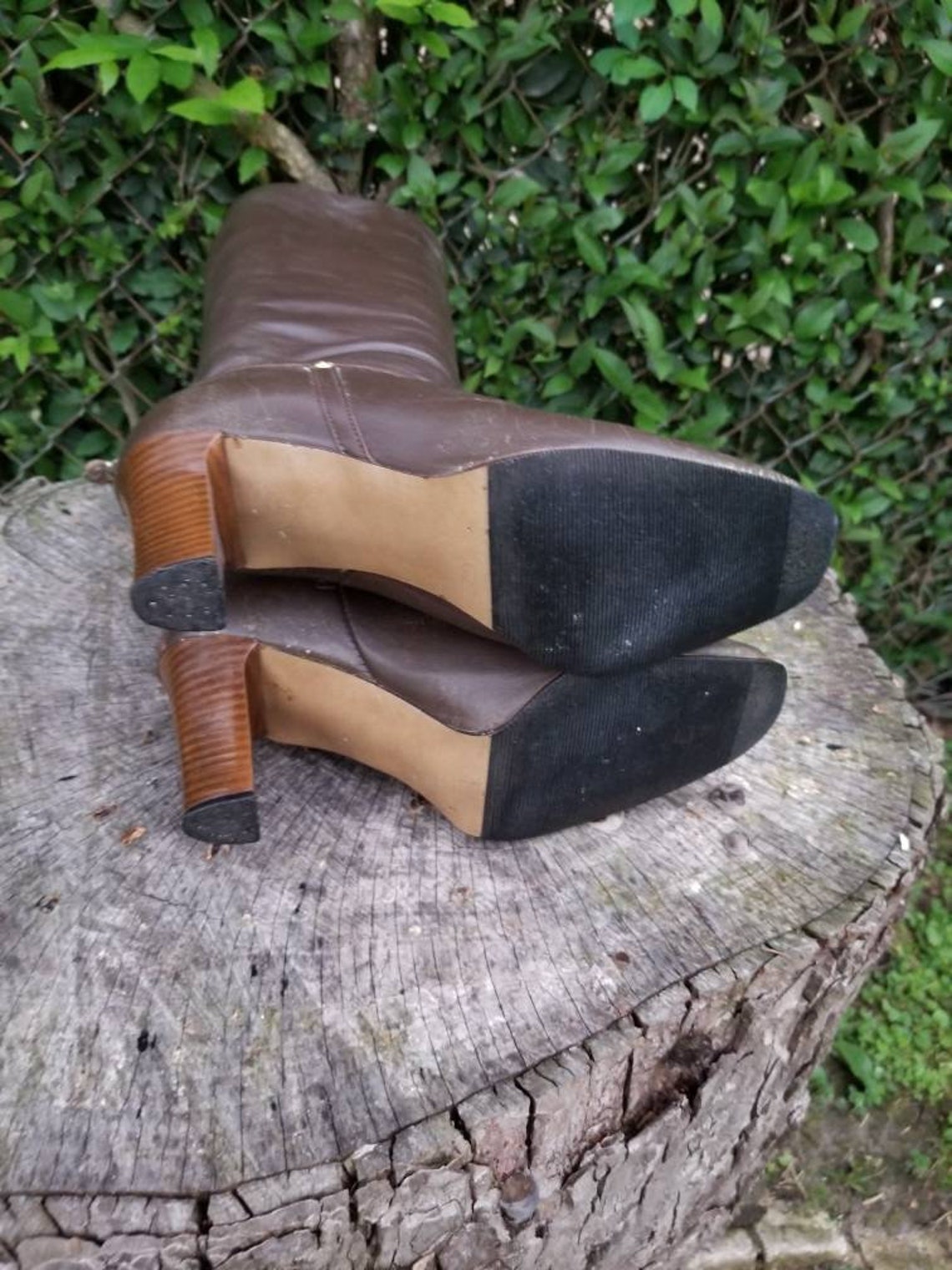 Vintage 80s Cobbies Riding Boots: Brown Leather Knee High Boots, Size 9 ...
