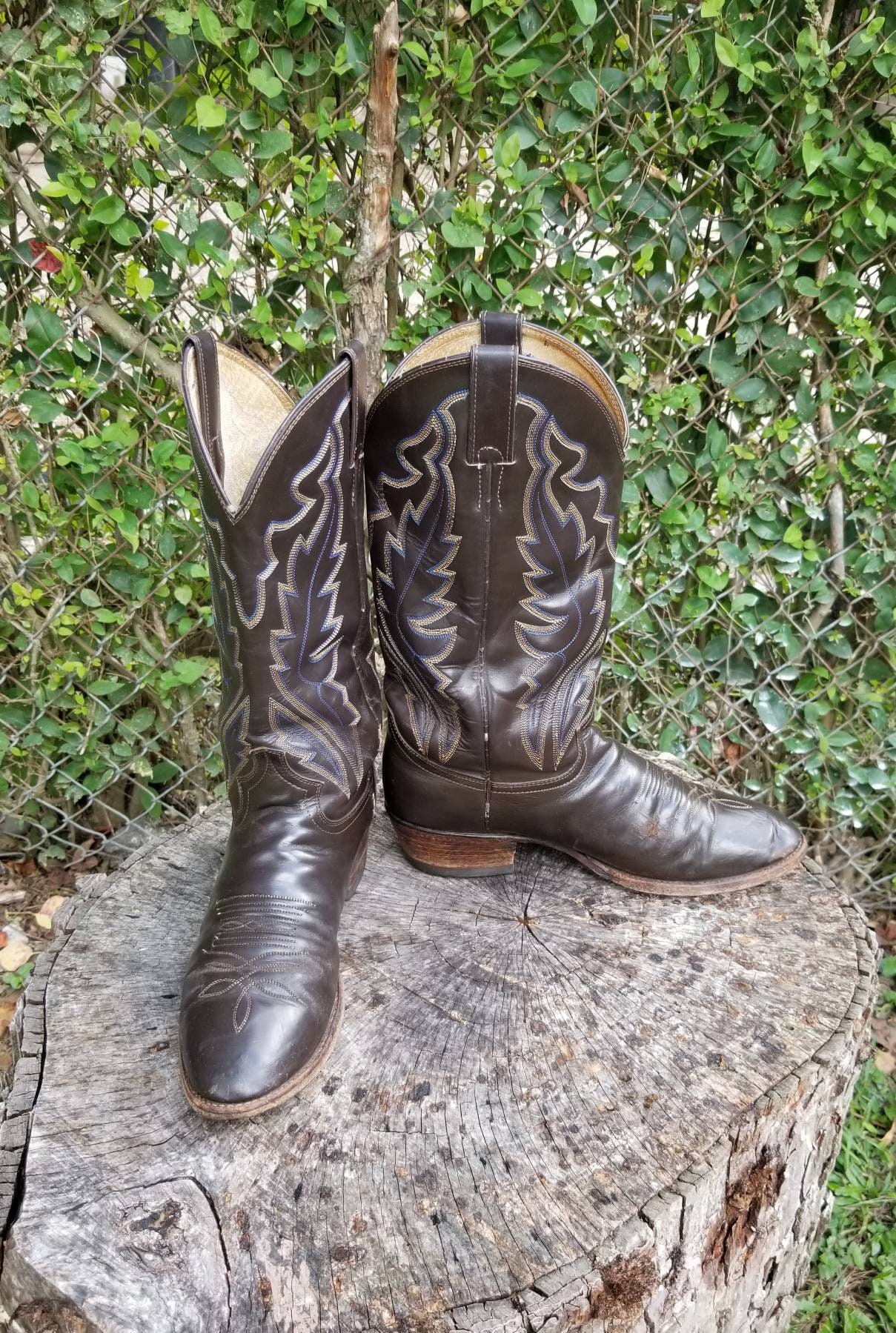 Diamond J By Justin Men's Western Leather Boots 7172 Grey | Etsy