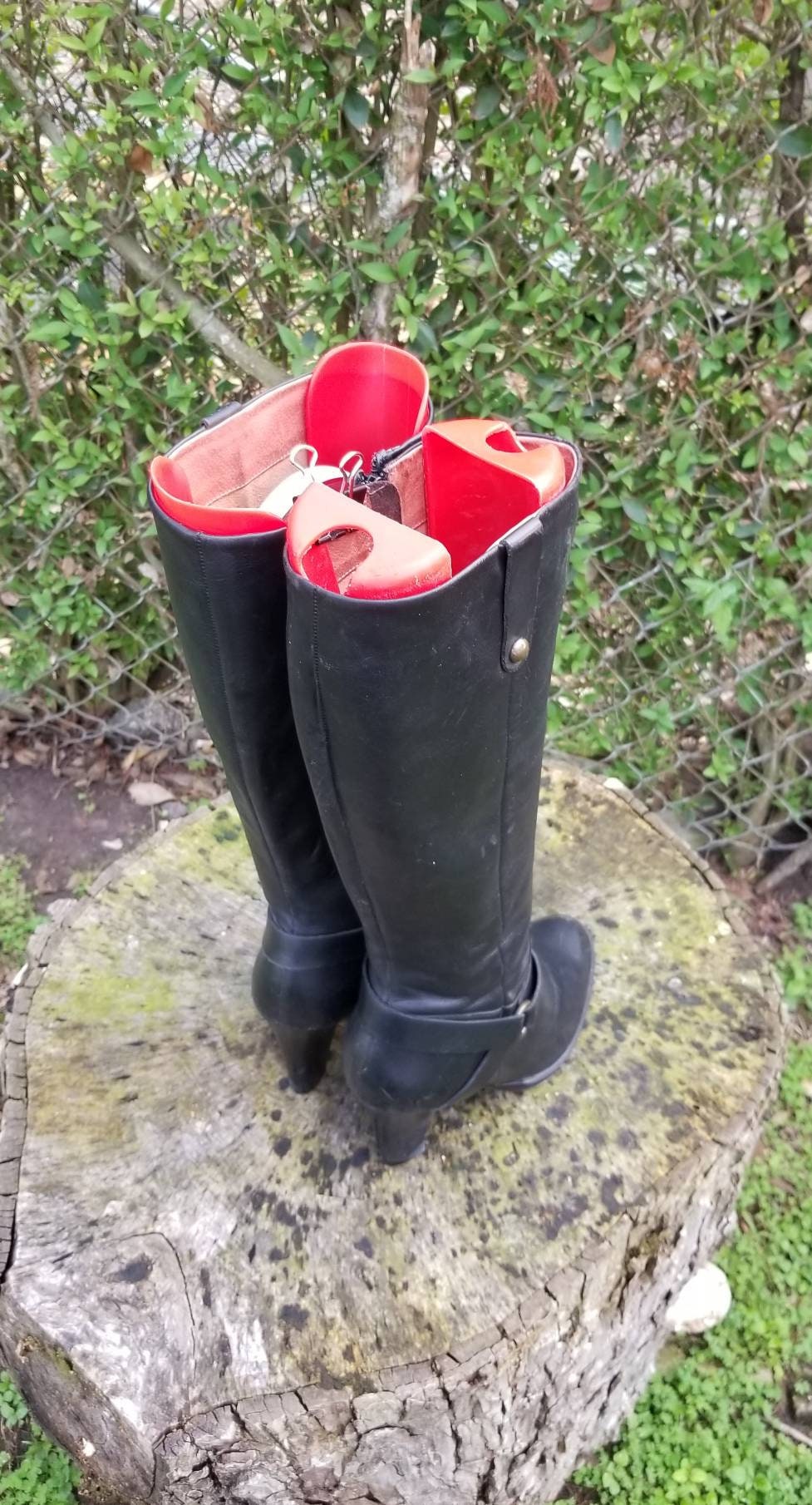 Corso Como Black Leather English Style Knee High Boots Side | Etsy