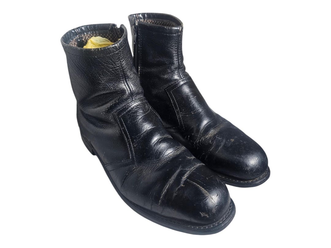 Goodyear GT Black Leather Ankle Boots Zip up Oil Proof Steel Toe Size ...