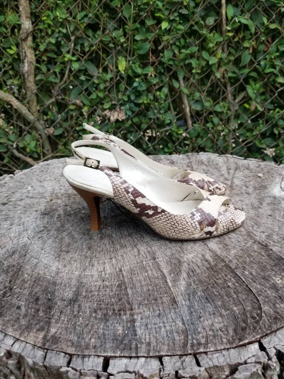 Sz 6.5 Vintage Slingback Shoes/genuine Leather Snakeskin | Etsy