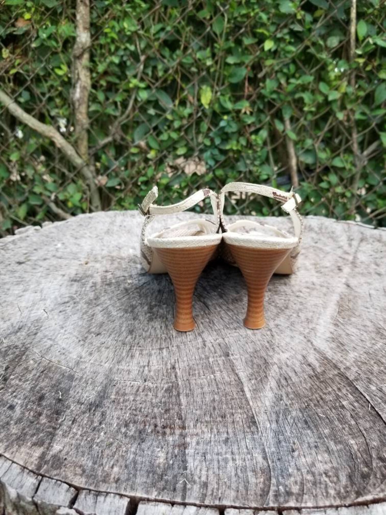 Sz 6.5 Vintage Slingback Shoes/genuine Leather Snakeskin Print/1980s ...