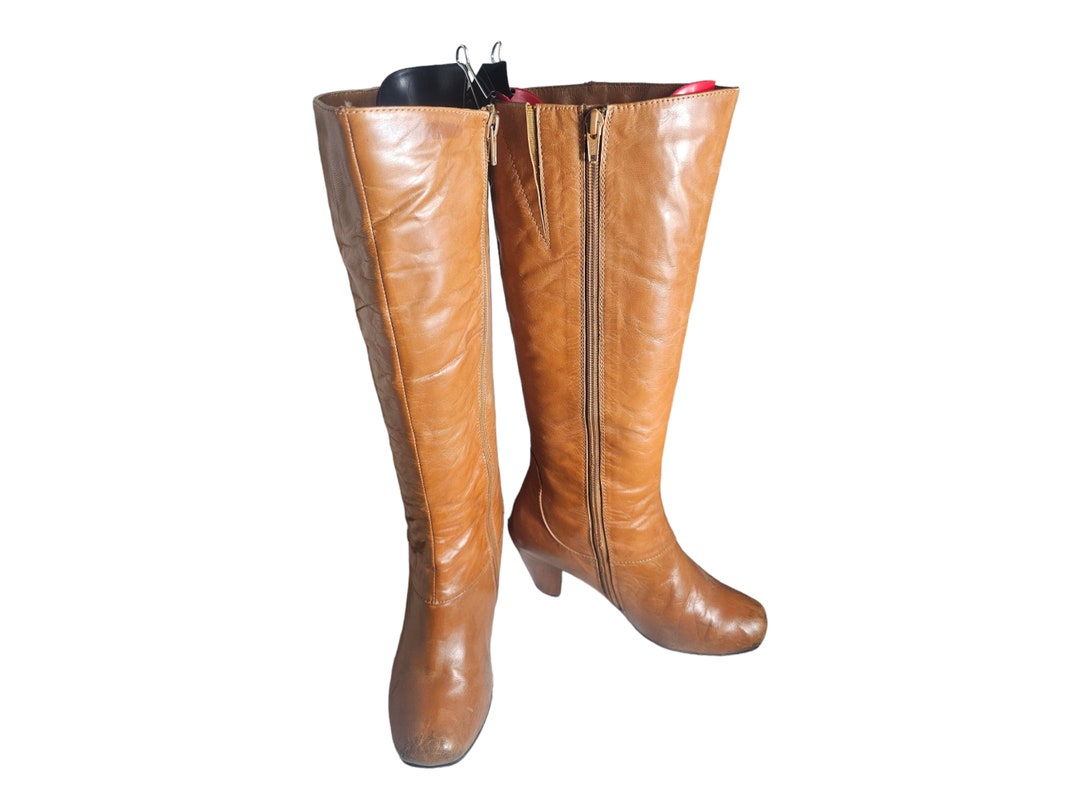 Miz Mooz Jessy Cognac Leather Knee High Boots Size 6 M Zipper Boots - Etsy