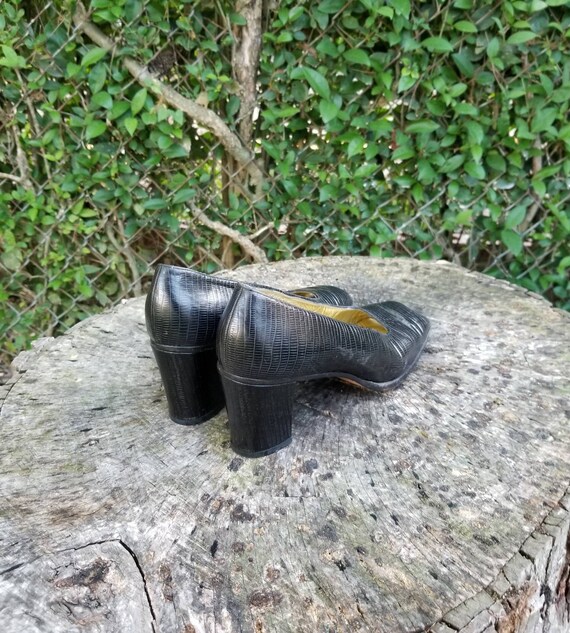 PANCALDI Italy Black Reptile Leather Classic Pumps ..… - Gem