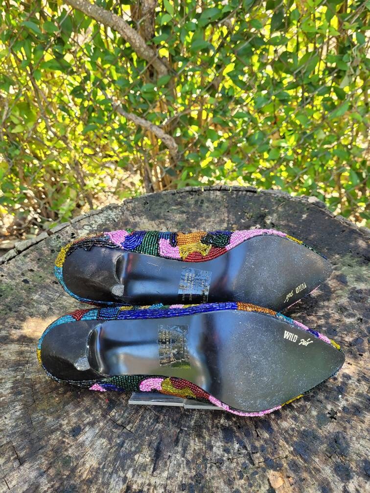 Vintage Women Multi-colored Pumps by the Wild Pair Size - Etsy