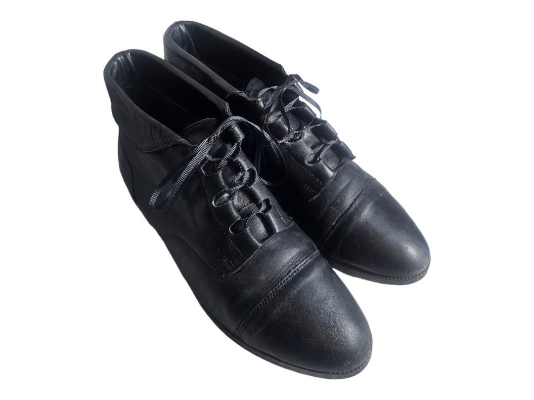 Prima Royale Black Leather Cuffed Ankle Boots Women's Bootie Size 7 M ...